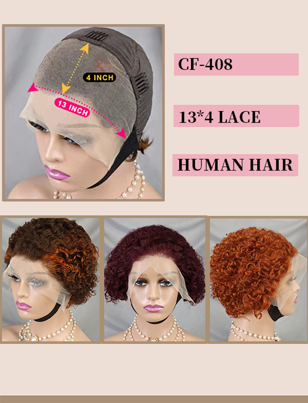 Real hair wig short hood 134 full frotallace wig African wig human hair ...